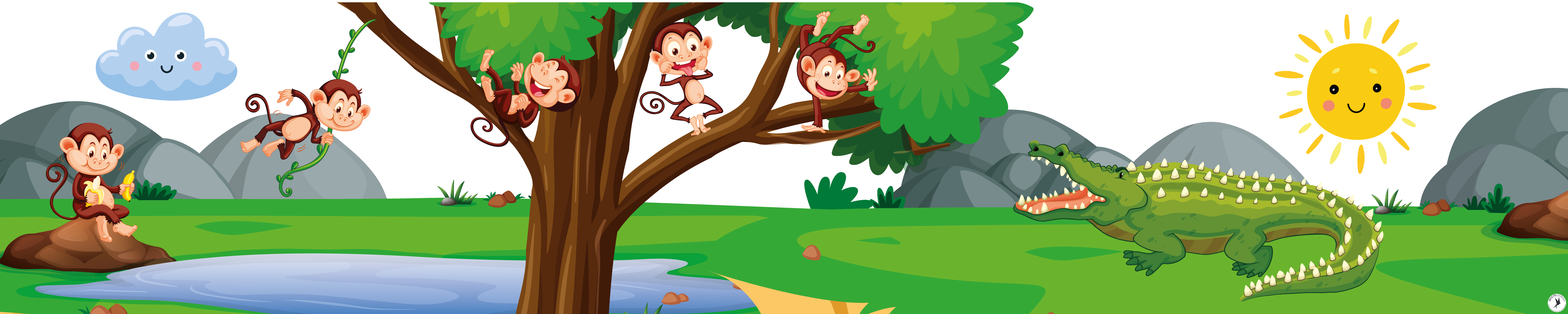 Fem små aber - vinduesfolie - Folieløsninger på vinduer - Eduplay