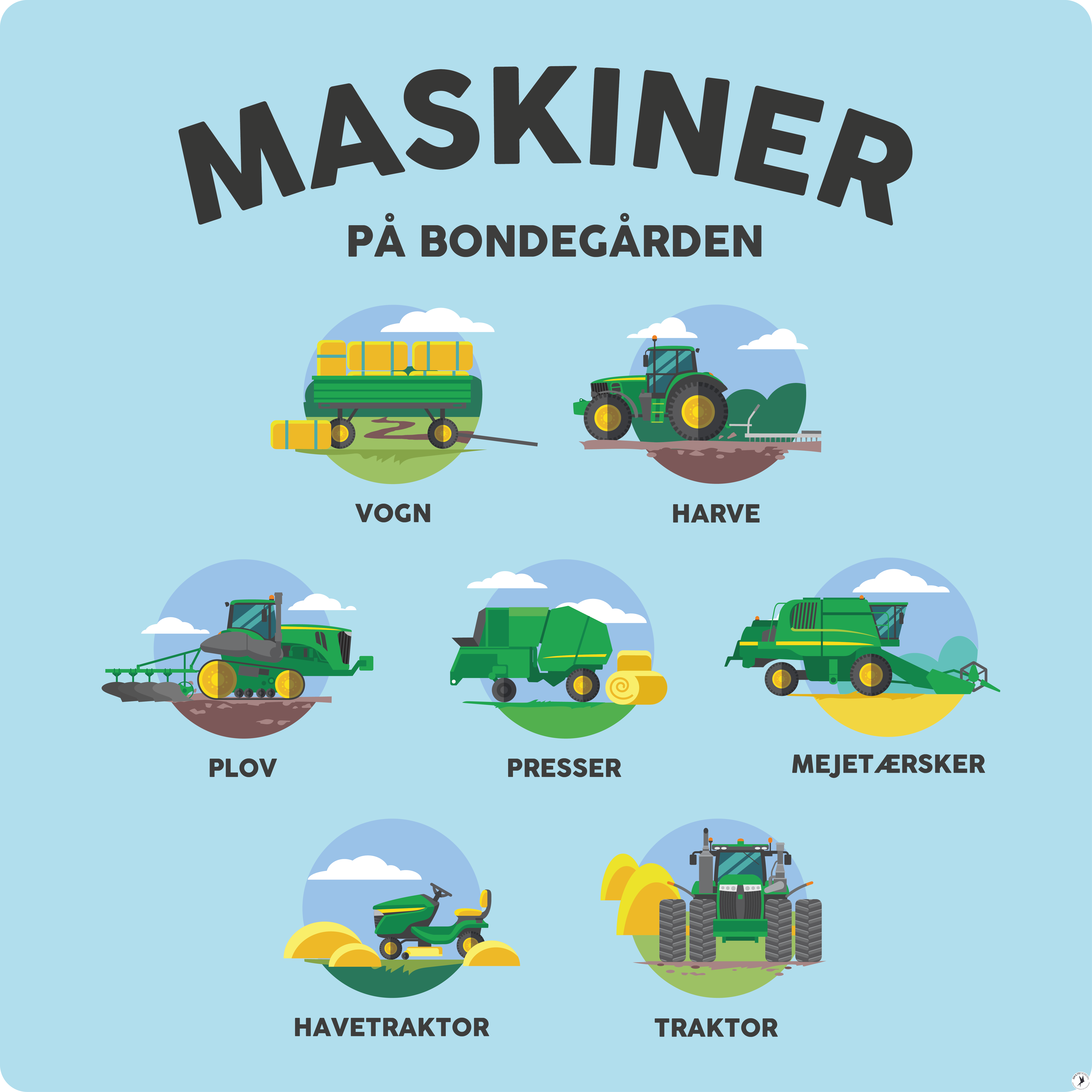 Maskiner på bondegården - Læringstavler - Eduplay
